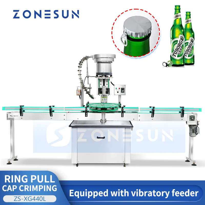 ZONESUN Automatic Capping Machine Ring Pull & Crown Cap Sealing For Beer Bottles And Olive Oil ...