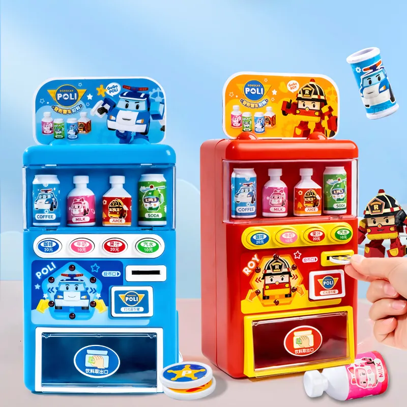 Wooden Kids Play Food Vending Machine Simulation Self Service Toy with Mini Coins Drinks Gifts for 2 4 Year Olds