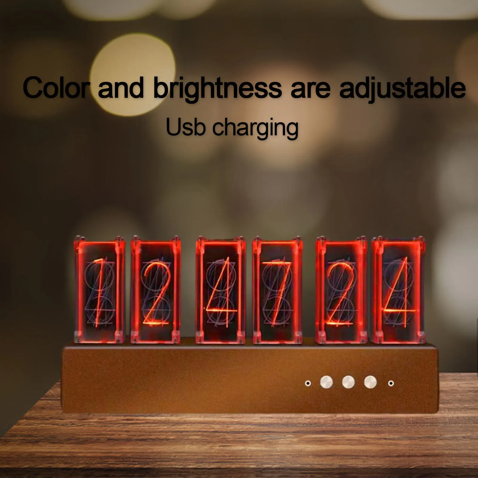 Nixie Tube Clock USB Powered Vintage Electronic RGB Variable Color DIY ...