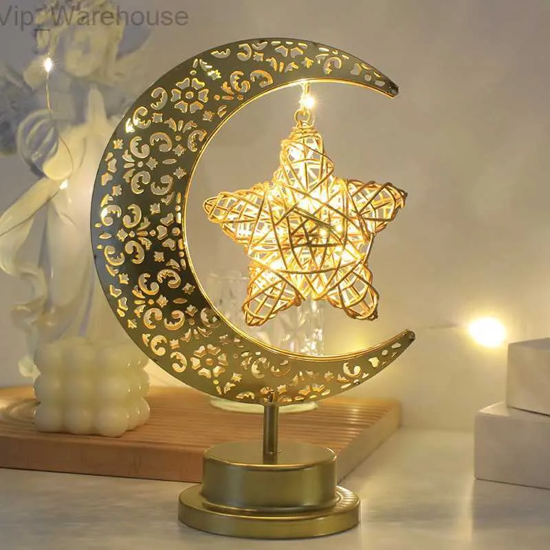Ramadan Moon LED Lamp - Eid Mubarak Decorations, Metal Crescent Light ...