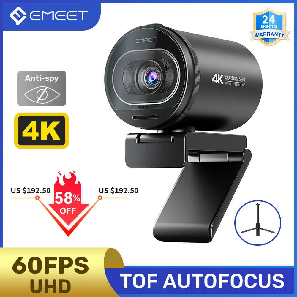 4K Webcam - 1080P 60FPS Streaming Camera with Autofocus & Mics, Privacy ...
