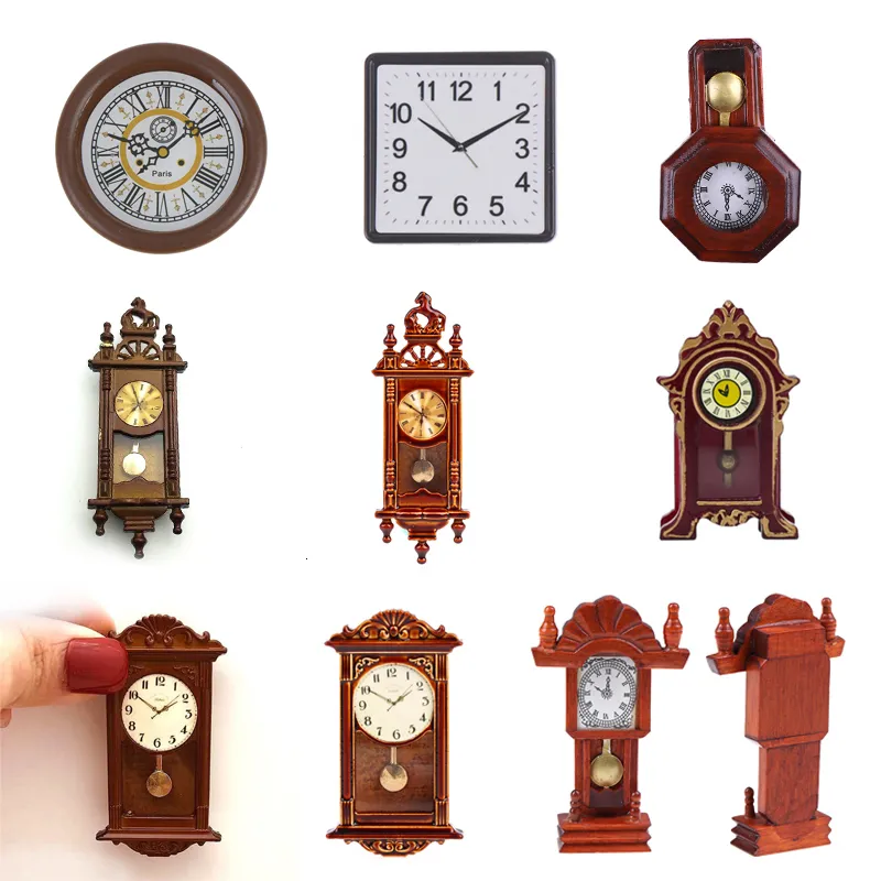 DHgate.com:1:12 Dollhouse Miniature Wall Clock, Wooden Pretend Play ...