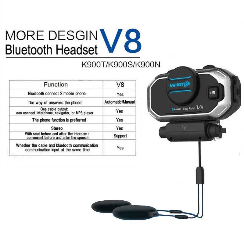 Vimoto V8 Motorbike BT Interphone Motorcycle Bluetooth Helmet Intercom ...