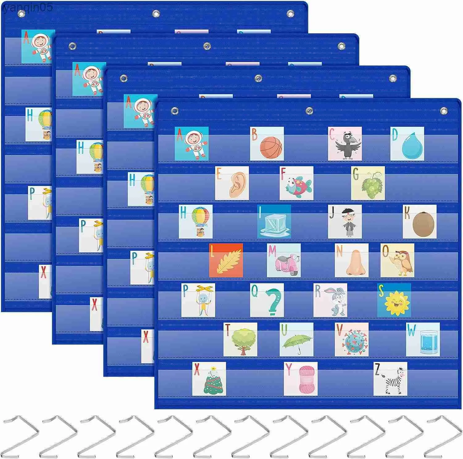 DHgate.com:7 Clear Standard Classroom Pocket Chart Set with 12 Hooks ...