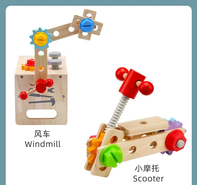 Montessori Wooden Techy Hit Toolsbox Set For Kids Educational Pretend ...