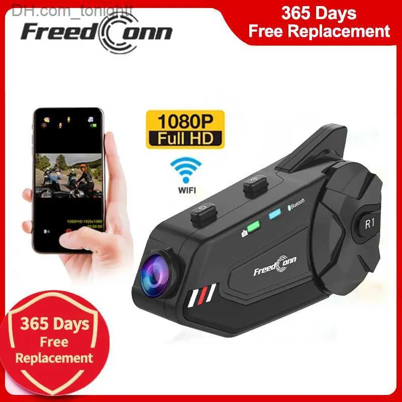 2024Motorcycle Helmet Headset Intercom With 1080P Camera: Freedconn R1 ...