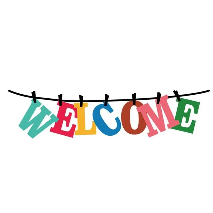 Alphabet Pattern Welcome Window Sticker Colorful Removable Decal For ...