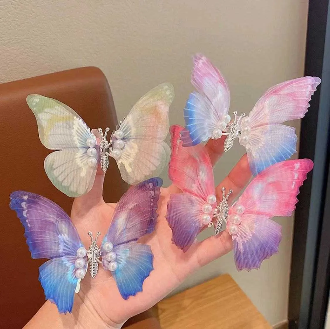 DHgate.com:2024Double-layer Simulation Butterfly Hair Clip Set for ...