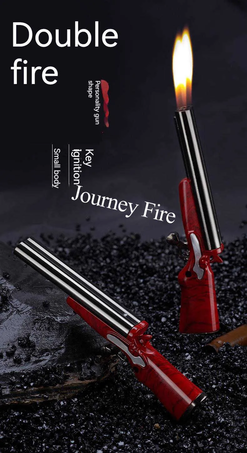 Gun Lighter: Creative Double Fire Pistol Lighter Windproof, No Gas ...