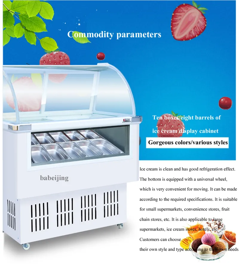 Glass Display Cabinet LED Showcase: Refrigerated Ice Cream & Popsicle ...