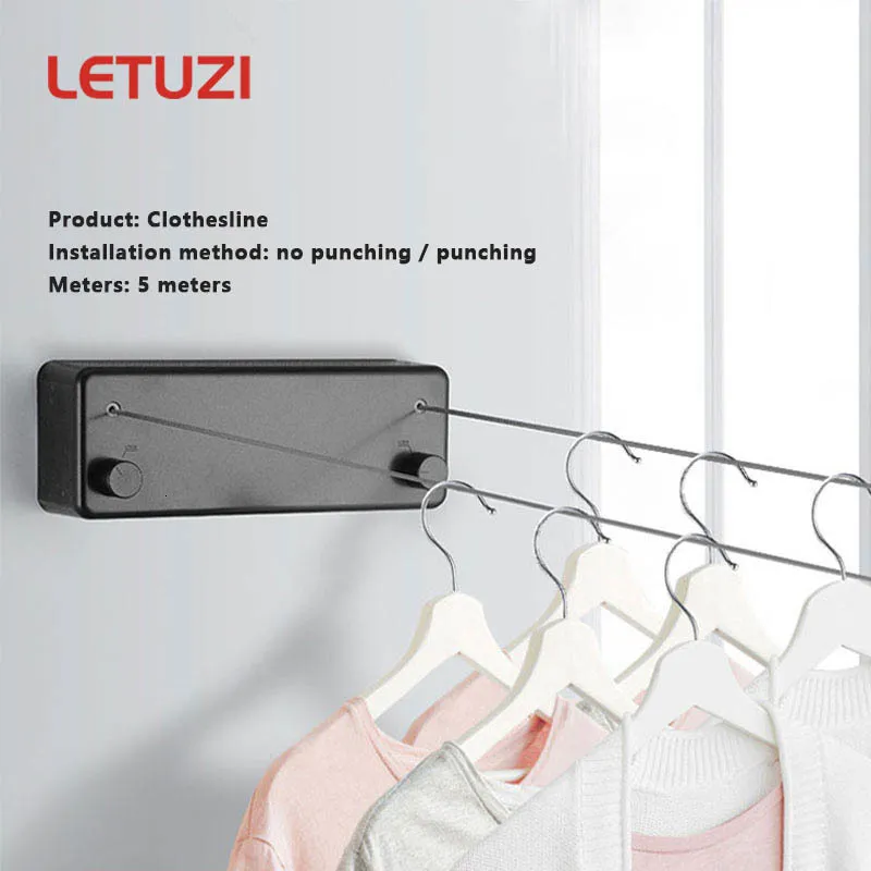 5M Double Clothesline - Retractable Clothes Dryer, Wall Mounted, No ...