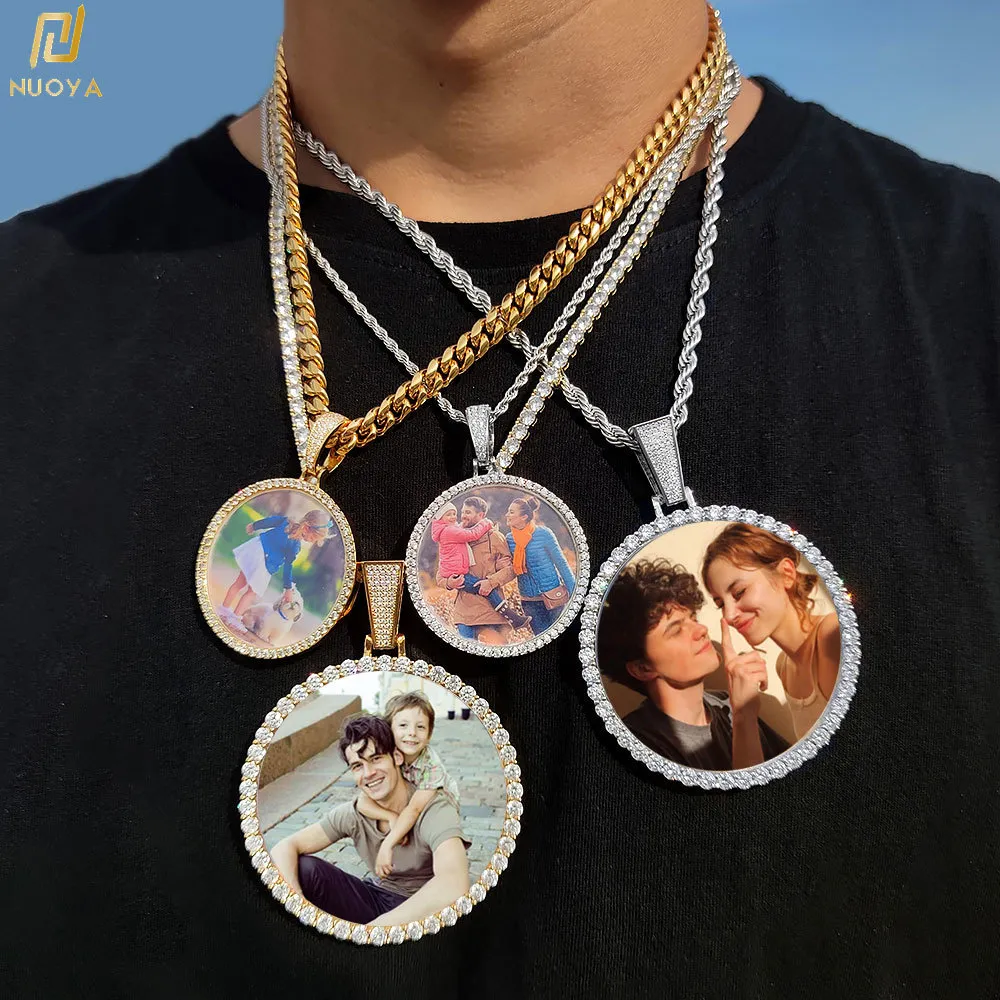 Custom Pendants For Men Personalized Round Photo Medallion Necklace ...