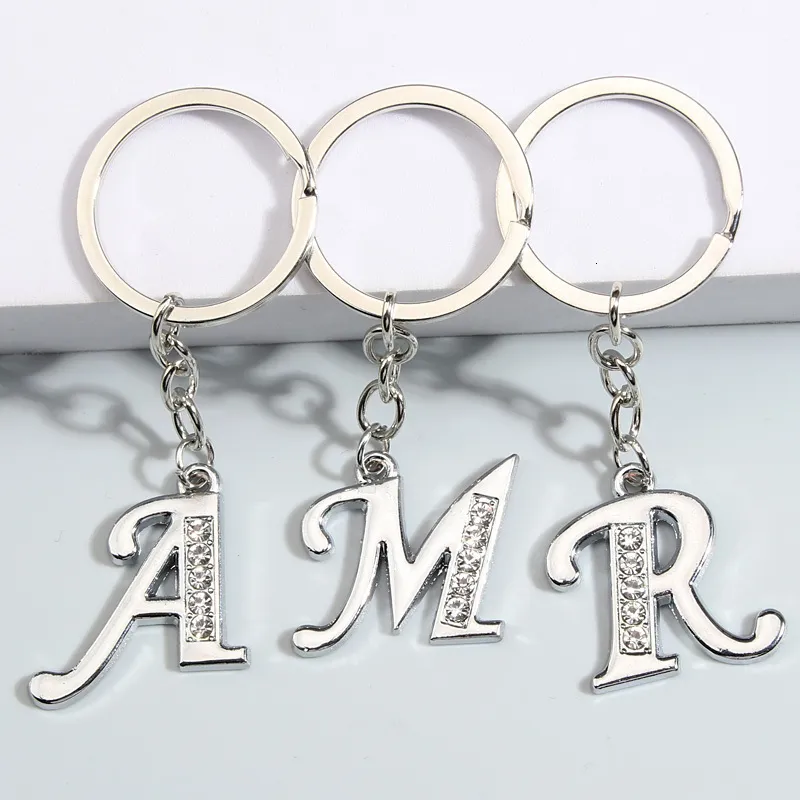 AZ Letter Keychain for Women Men, Metal Initial Key Ring 26 Capital ...