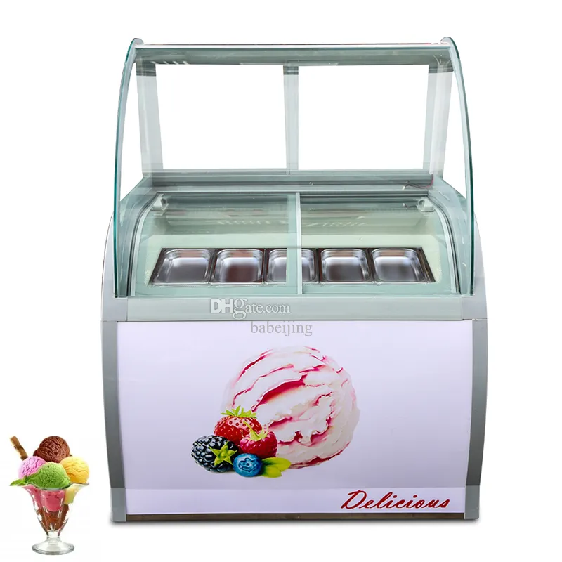 Commercial Curved Ice Cream Display Cabinet Large Capacity Freezer ...