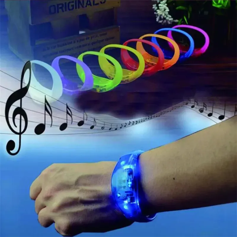 LED Wristband Light Up Bracelets Flashing Music Activated Sound Control ...