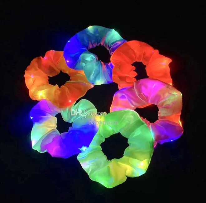 Light Up LED Hair Scrunchies - Glowing Elastic Hair Bands for Women ...