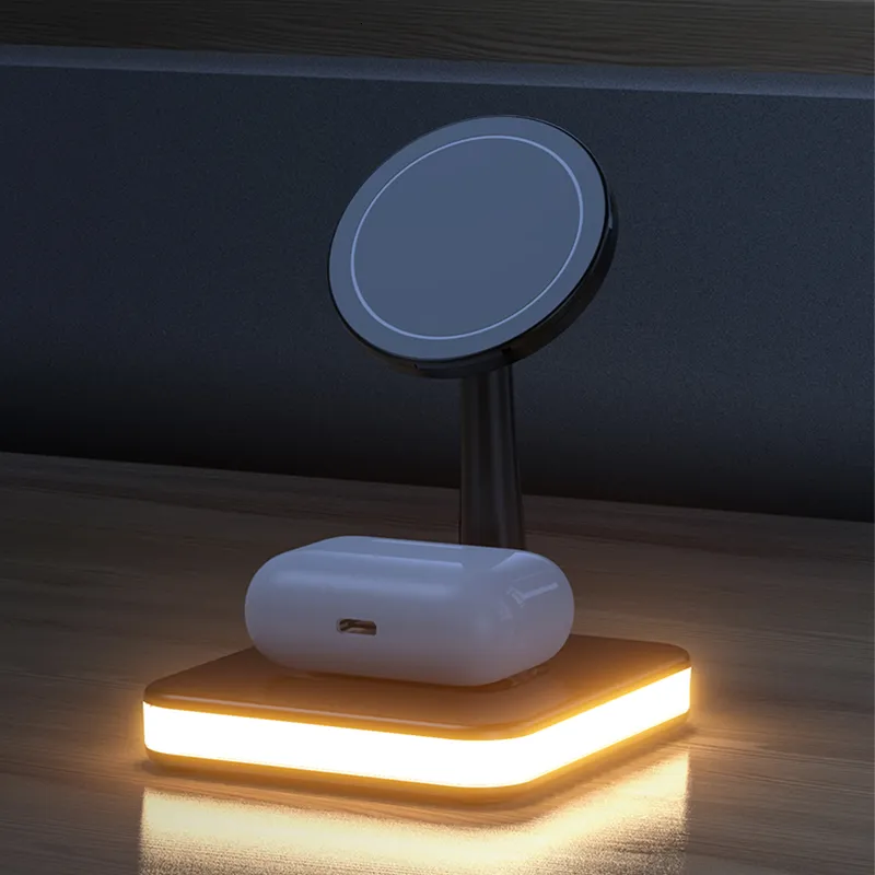 3-in-1 Wireless Charger Stand: Fast Charging Station with LED Light ...