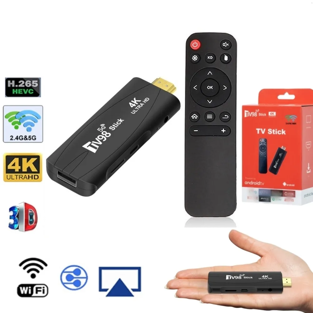TV98 Mini TV Stick Android 12.1 4K Smart Android TV Box, 2.4G 5G WiFi ...