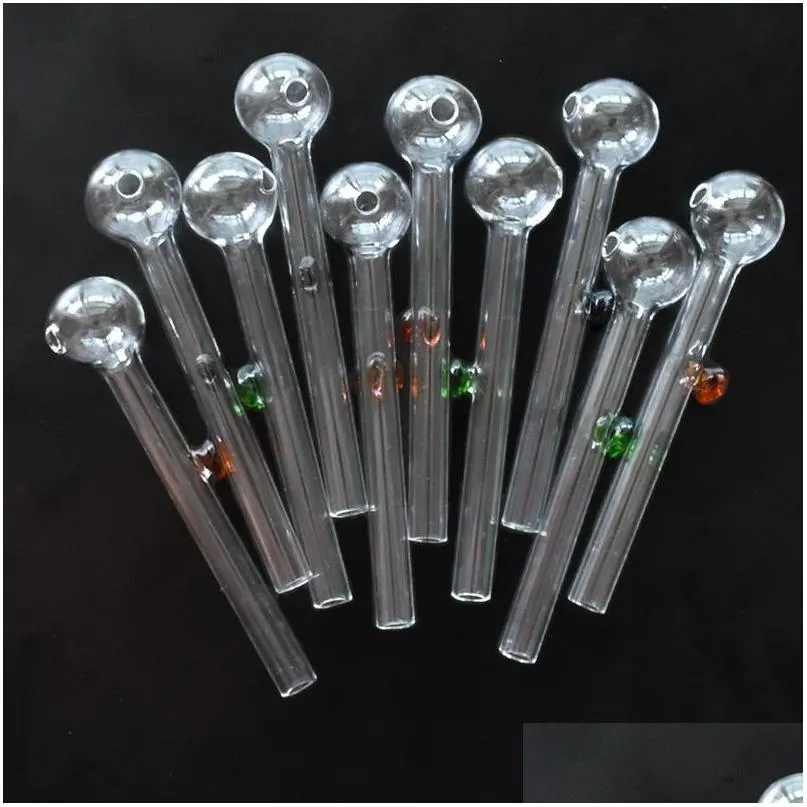 Pyrex Glass Oil Burner Smoking Pipe: Transparent Tube With Colored Dot ...