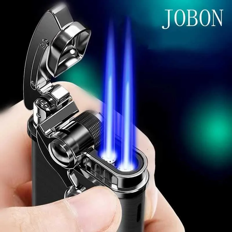 Jobon Double Torch Jet Lighters Windproof Flint Cigarette & Cigar ...