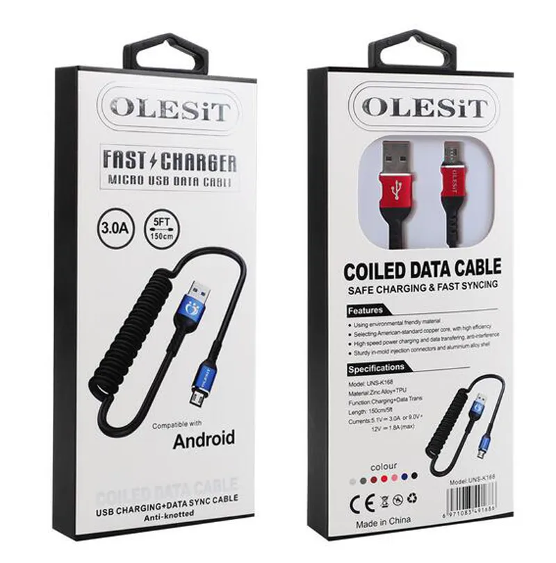 Olesit Retractable Spring 3A USB-C to Type-C Data Cable 5 ft Fast ...
