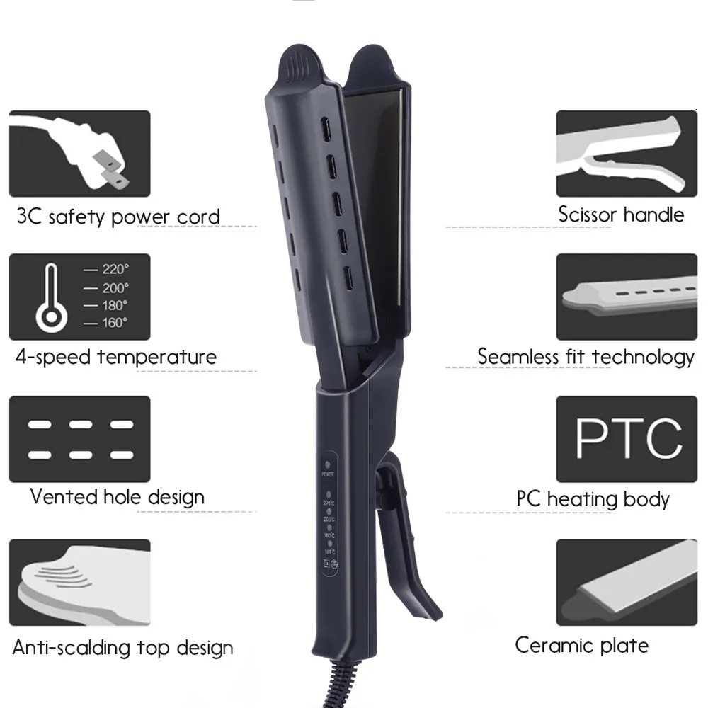 Hair Straightener: Four-Gear Temperature Adjustment, Ceramic Tourmaline ...