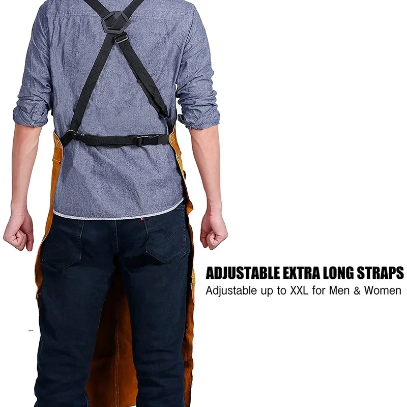 Aprons Leather Welding Apron, Heat and Flame-Resistant Heavy Duty Work ...