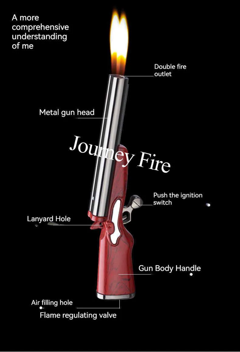 Gun Lighter: Creative Double Fire Pistol Lighter Windproof, No Gas ...