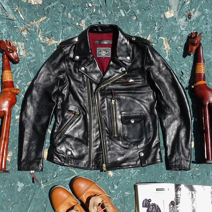 DHgate.com:Classic Mens Leather Locomotive Jacket Imported Head Layer ...