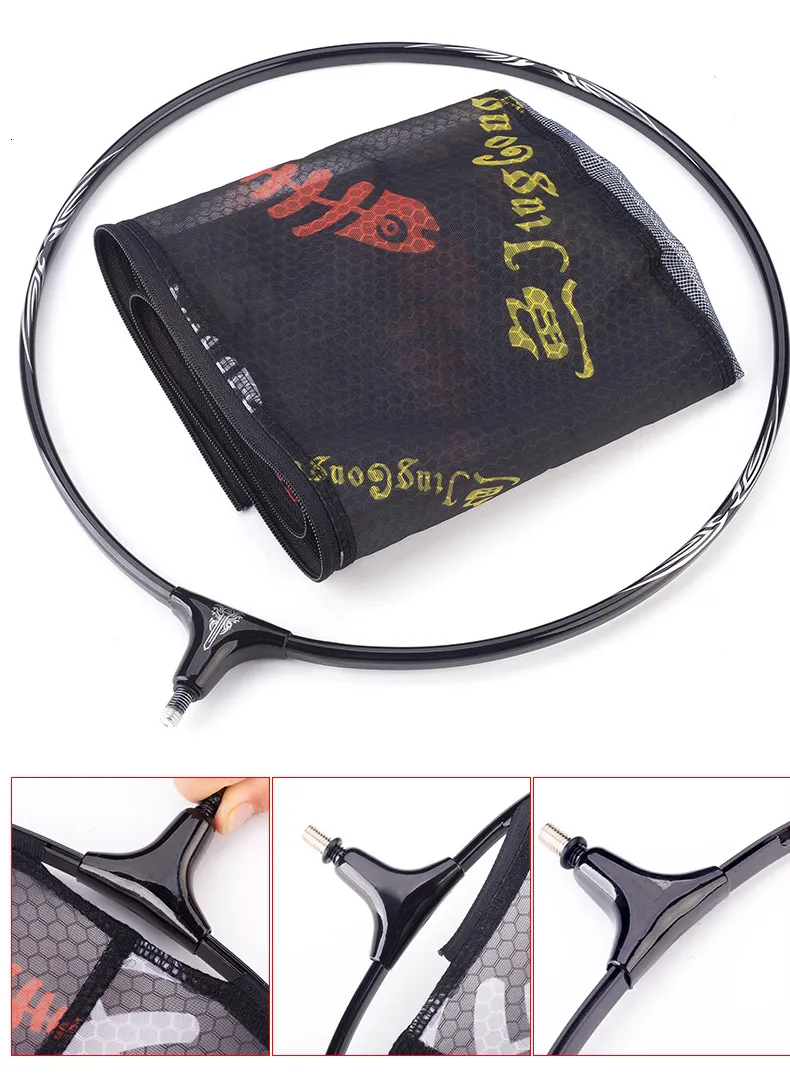 Carbon Fishing Net Hand Net 35CM 40CM 45CM Foldable Mesh Deep Landing ...