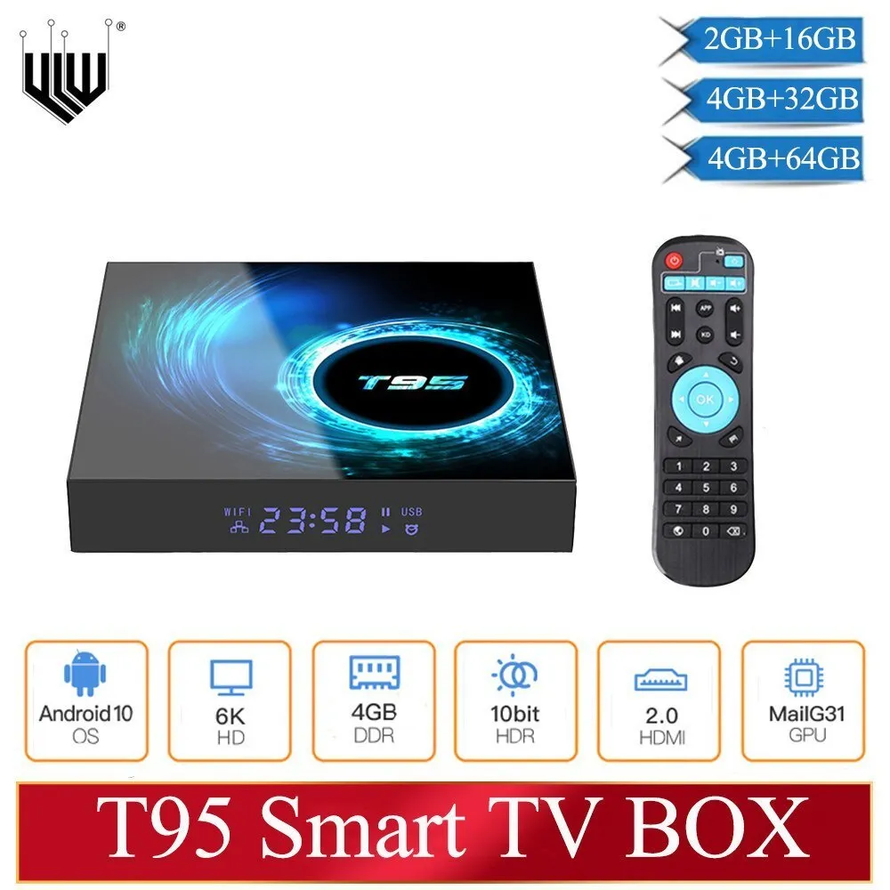 DHgate.com:YLW T95 4K Smart Android 10.0 TV Box, 3D Voice Control, Dual WiFi, Media Player, 16 ...