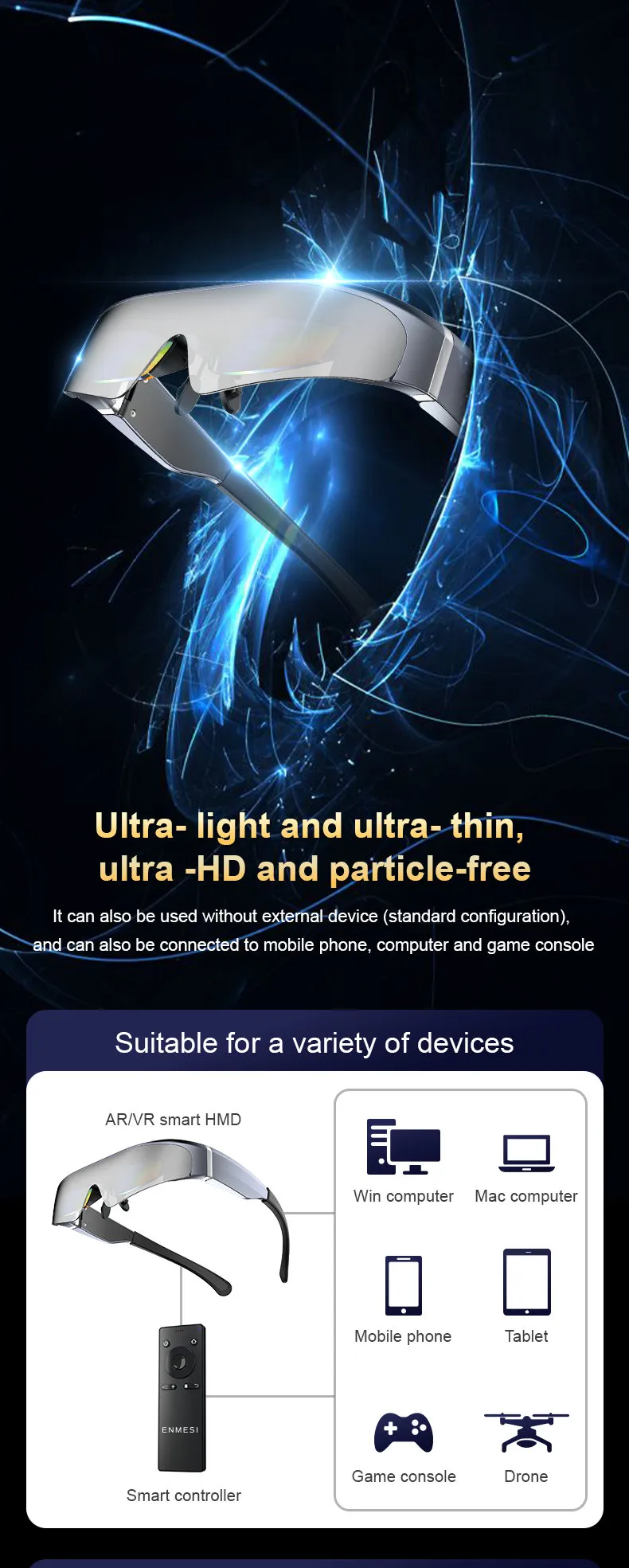 2024 AR VR Gafas Inteligentes 4K OLED HMD 3D Video Gafas De 200 ...