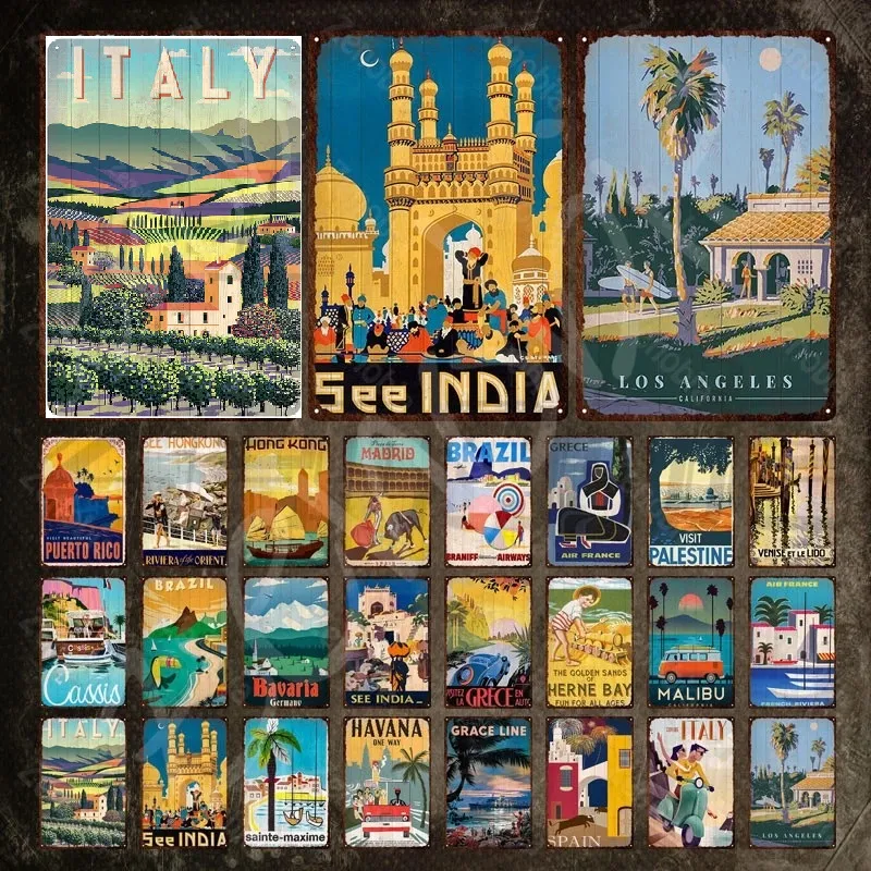 Vintage Travel Metal Signs: Brazil, Havana, Los Angeles - Retro City ...