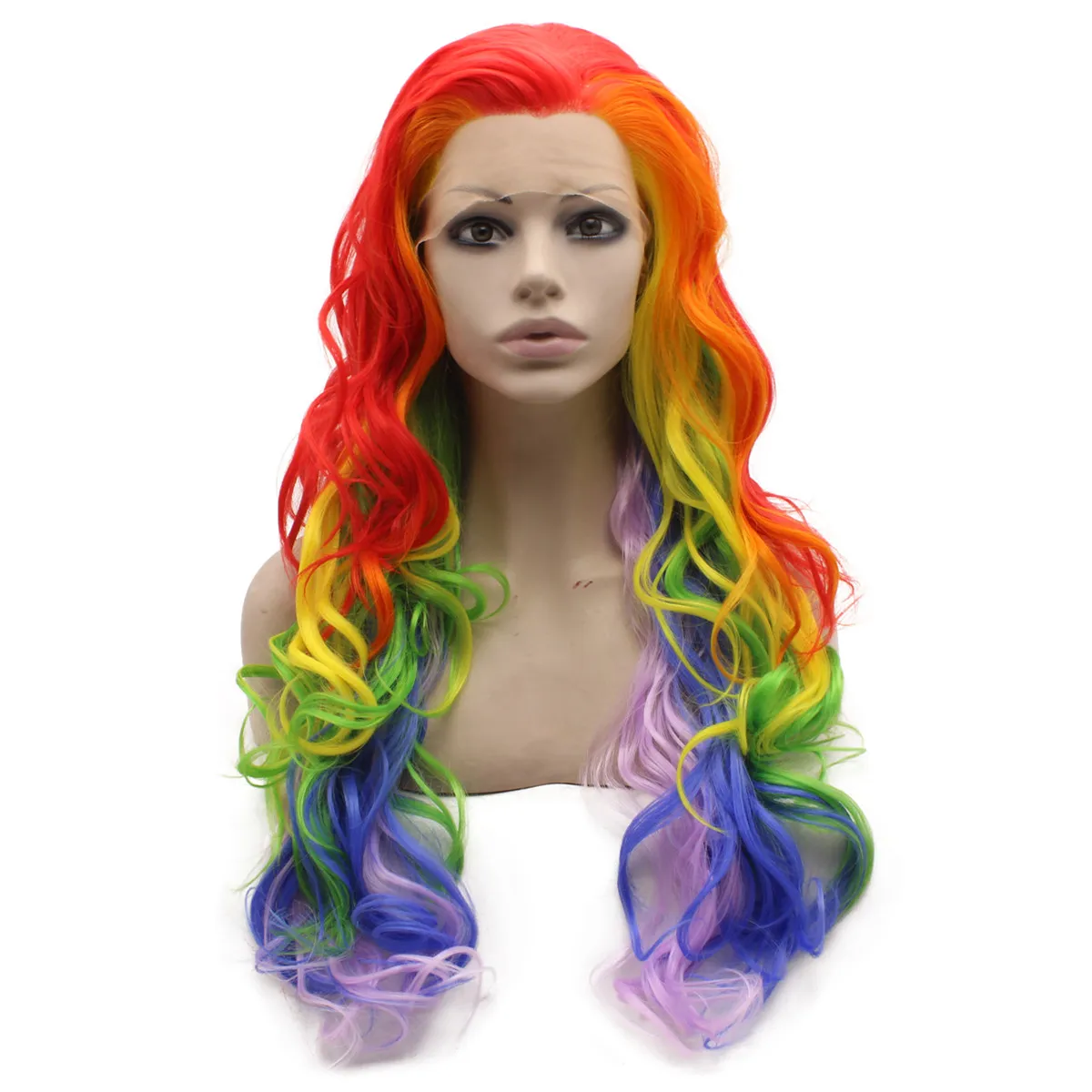 26 Long Colorful Wigs Natural Heat Safe Synthetic Hair Lace Front Wig ...