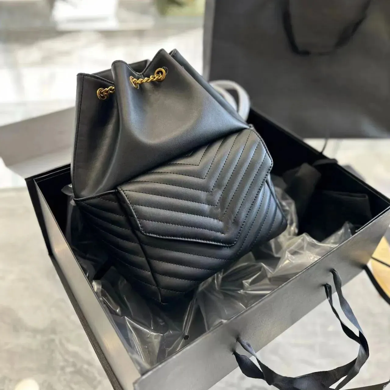Luxury Leather Backpack Purse - Designer Women's Bookbag, Fashion Chain ...