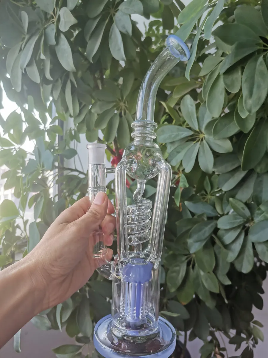 Wholesale Freezable Coil Bong Hookahs 12.6 Inches, Recycler Glass, 14mm ...