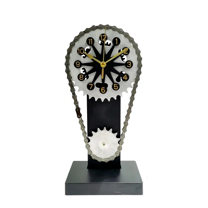 Retro Iron Novelty Table Clocks With Rotary Gear And Timing Chain ...