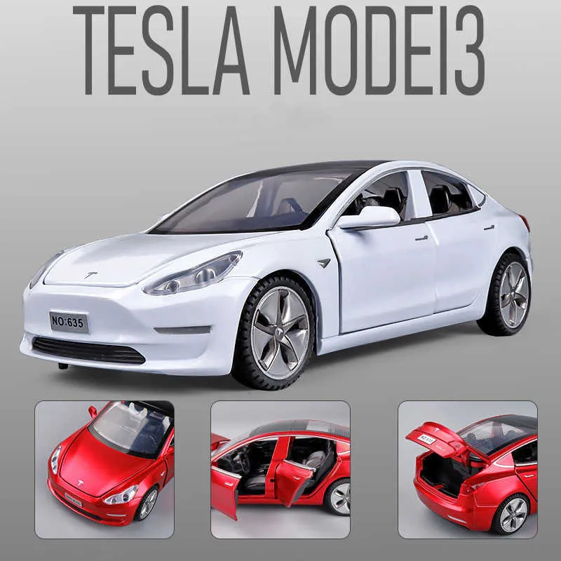 Diecast Model Cars New 1 32 Tesla MODEL 3 Alloy Car Model Diecasts Toy ...
