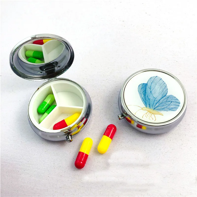 Mini Pill Organizer - Stainless Steel Medicine Case, Portable Pill Box ...