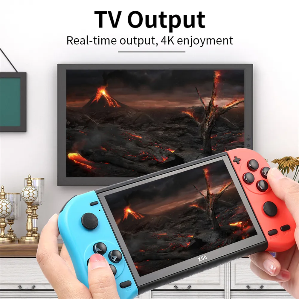 X50 Handheld Retro Game Console: 6800+ Classic Games, 5.1 HD Screen, 10 ...