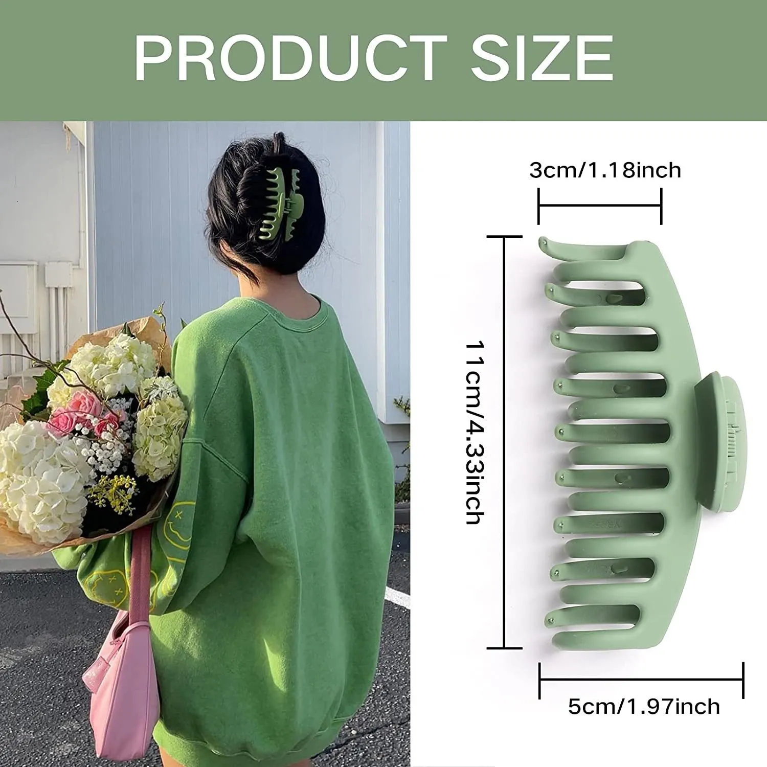 Large Matte Hair Claw Clips - 12 Pack Nonslip Hair Clips Barrettes for ...