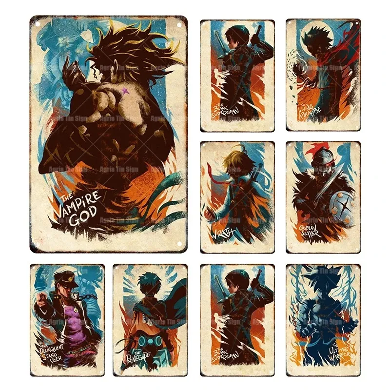 Japanese Anime Art Painting Plaque Vintage Metal Tin Signs Bar Pub ...
