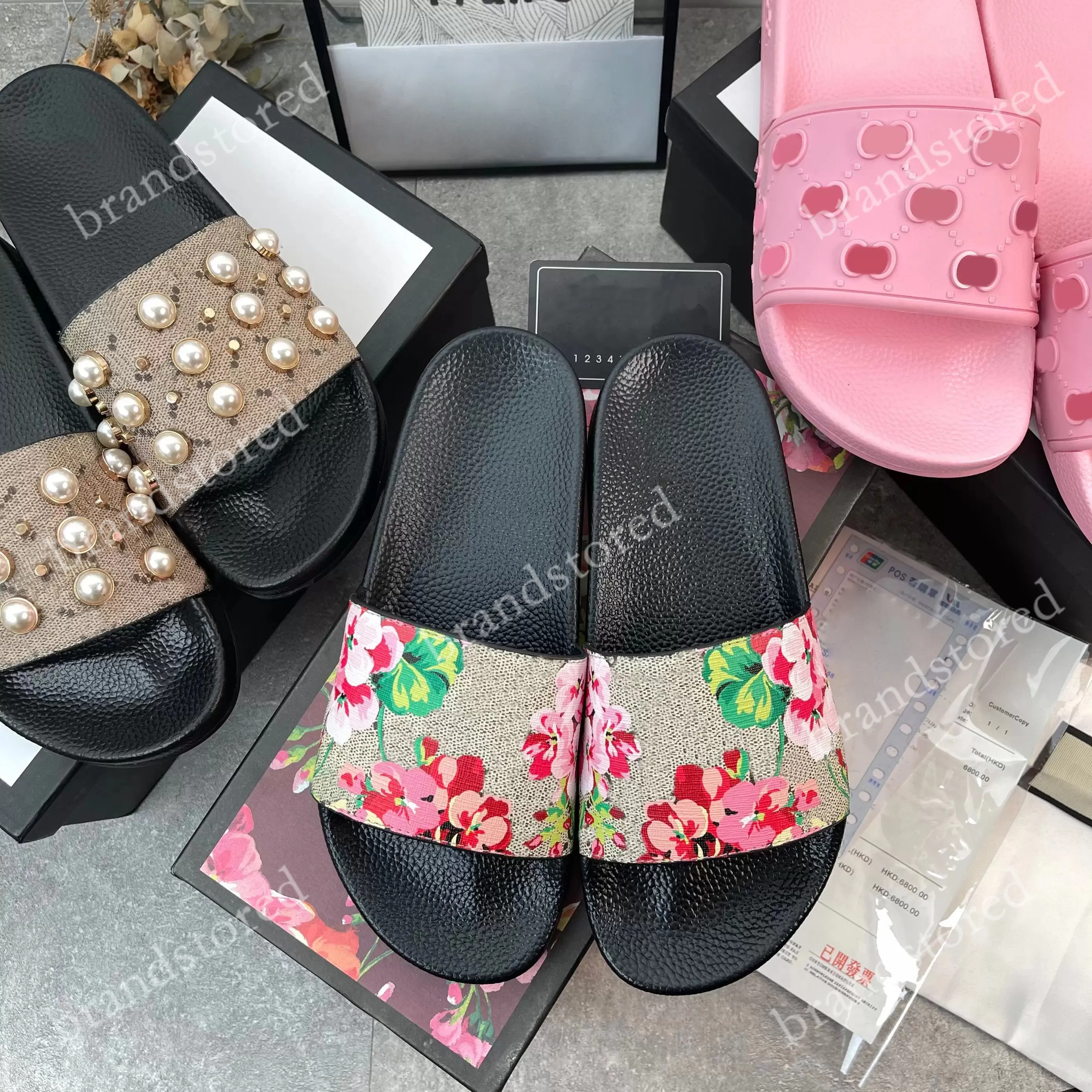 Designer Blooms Slippers for Men and Women: Floral Printing Striped ...