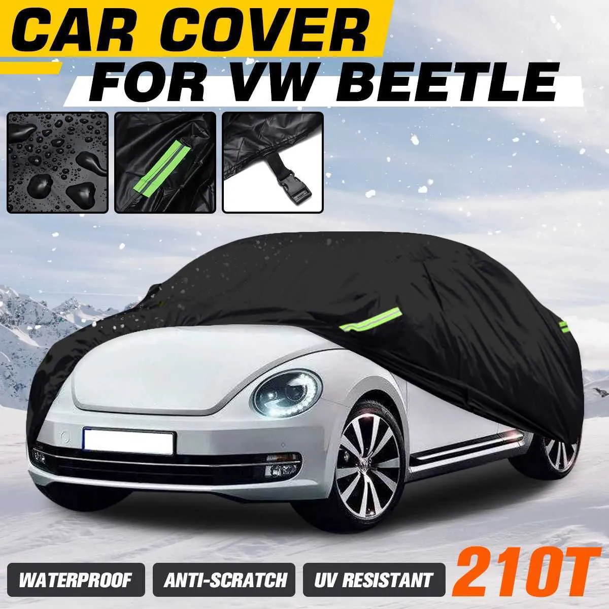 Winter Snow Cover for VW Beetle Cars Waterproof Sunshade Dustproof Ice Frost Outdoor Protection Black