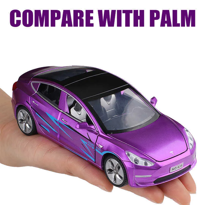 Tesla Model 3 Diecast Car 1/32 Scale Metal Toy Vehicle For Kids ...