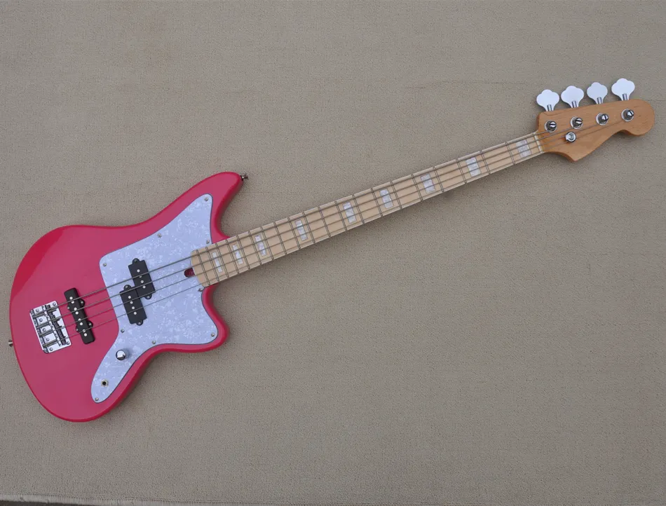 4 String Guitar: Pink Body Electric Bass With White Pearl Pickguard ...