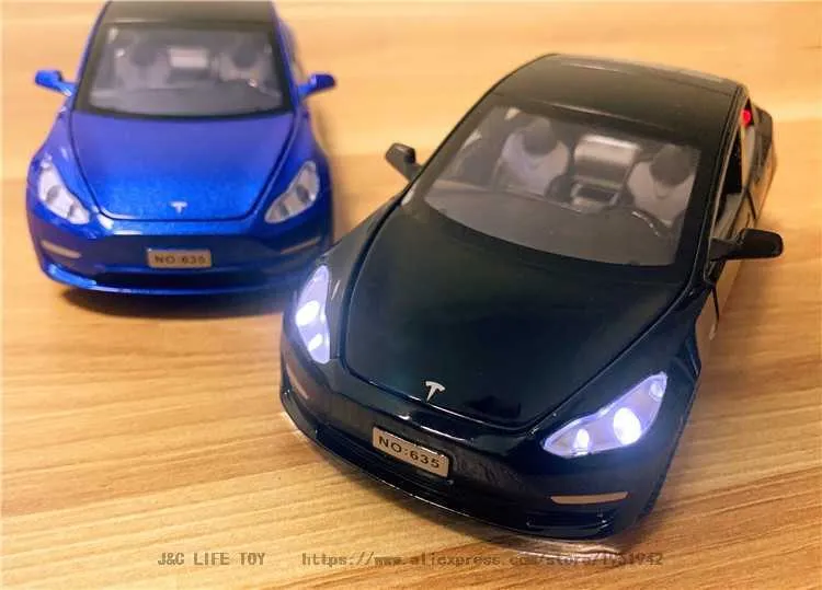 Tesla Model 3 Aleación De Carro De Juguete Diecast |1:32 Modelo De ...
