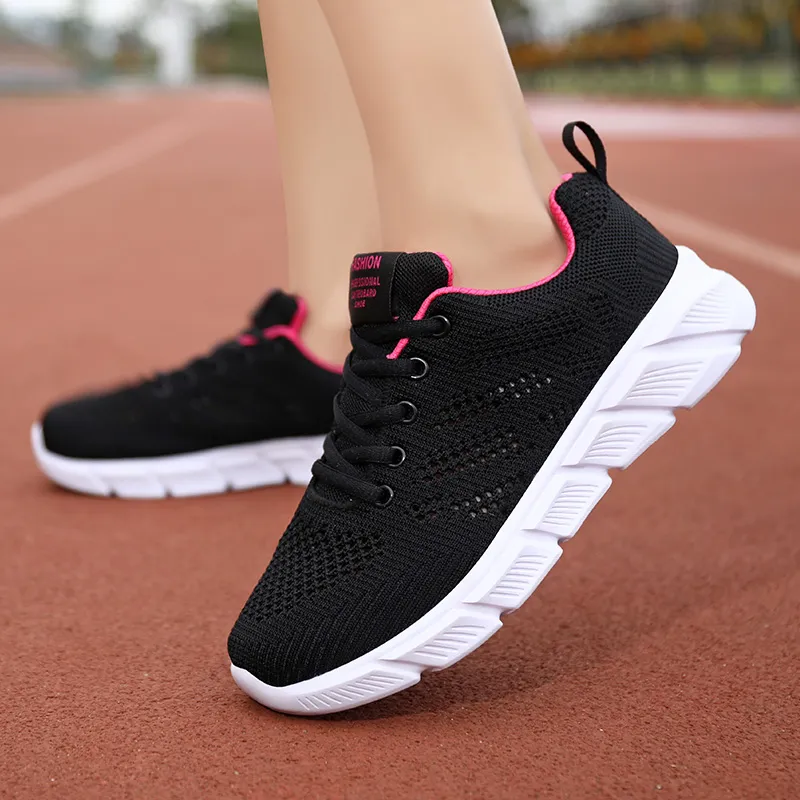Designer women spring breathable running shoes black purple black rose ...
