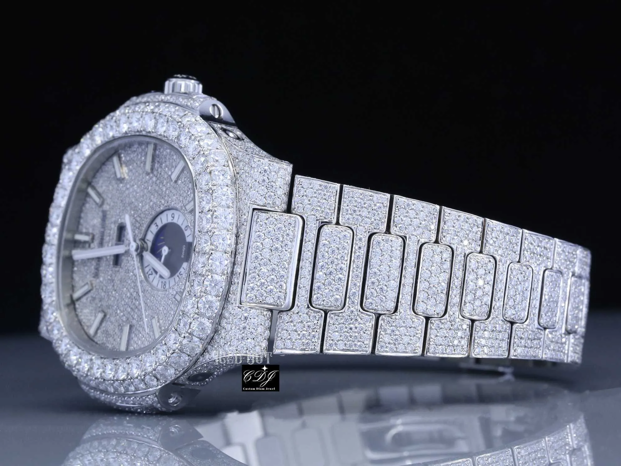 Luxury Mens Iced Out Watch With Custom Moissanite Diamonds And Original ...