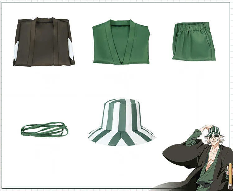 Urahara Kisuke Cosplay Costume From Anime Cosplay Bleach Adult Grey ...